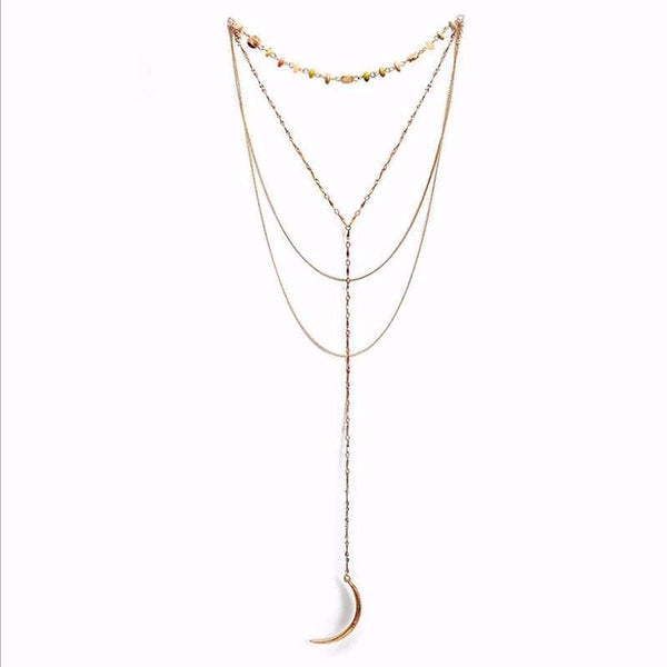 Multilayer Crescent Moon Pendant Necklace – The Boho Boutique